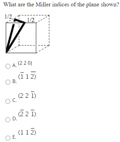 Solved What are the Miller indices of the plane shown? 1/2 | Chegg.com