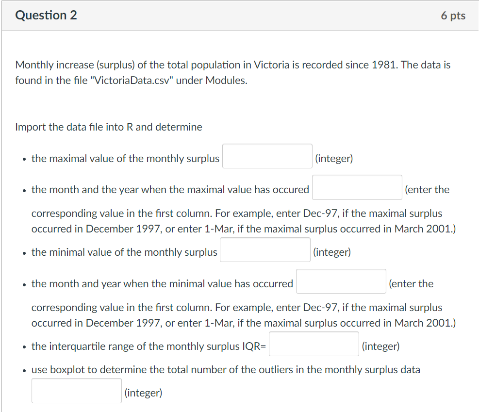 Solved Question 2 6 pts Monthly increase (surplus) of the | Chegg.com