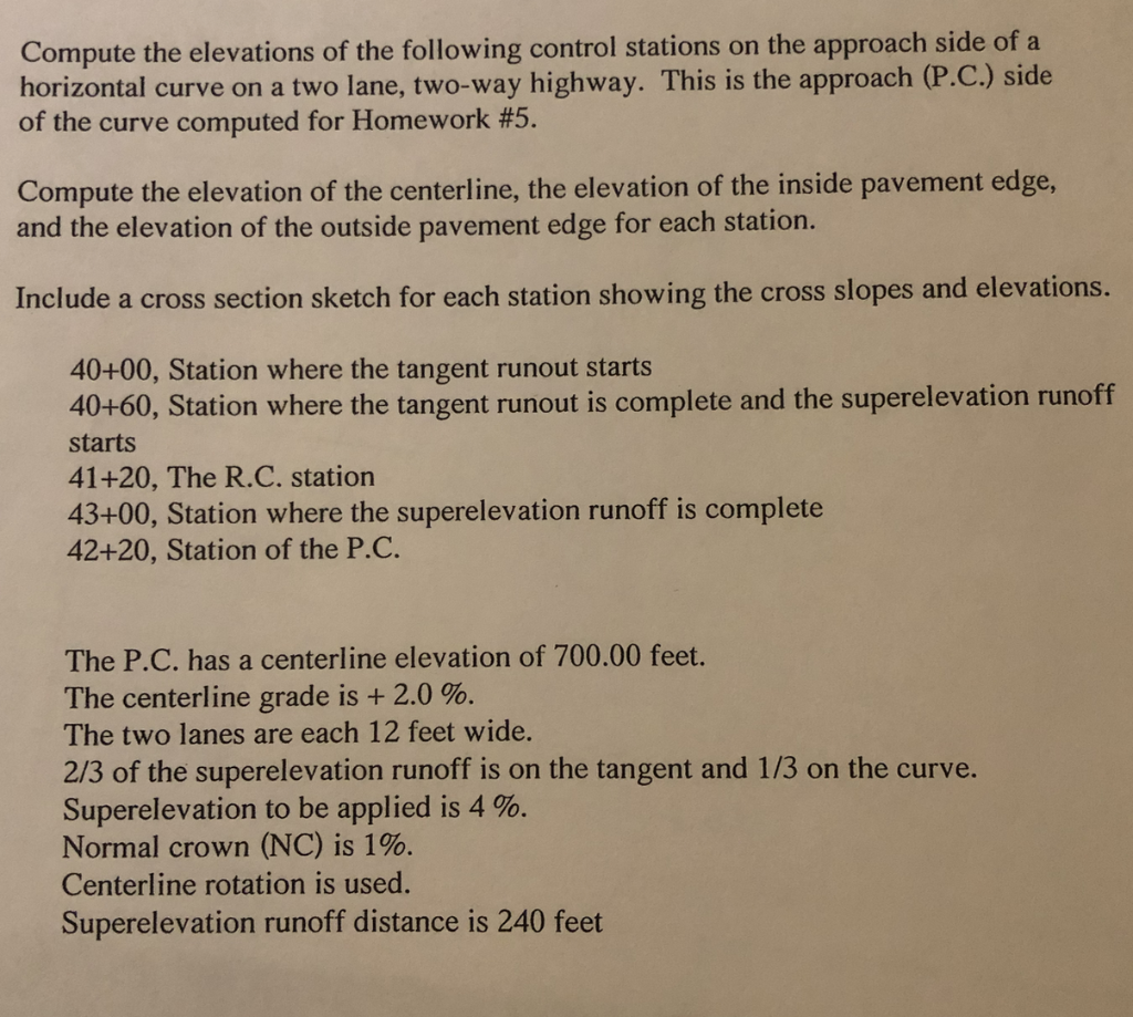 Compute the elevations of the following control | Chegg.com