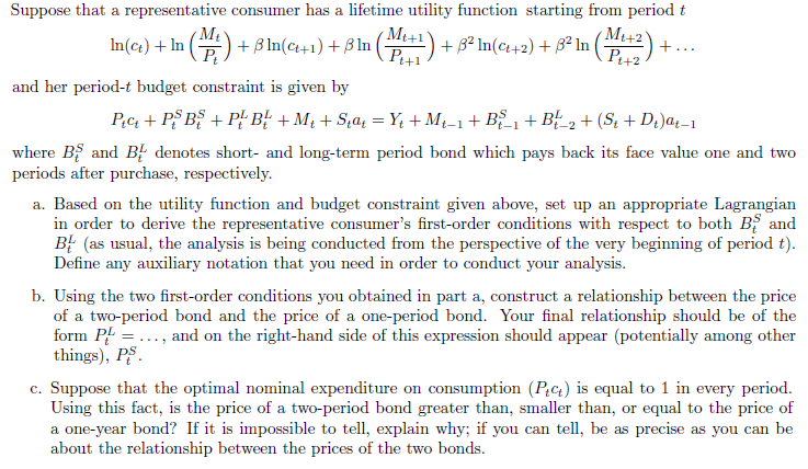Solved Suppose that a representative consumer has a lifetime | Chegg.com