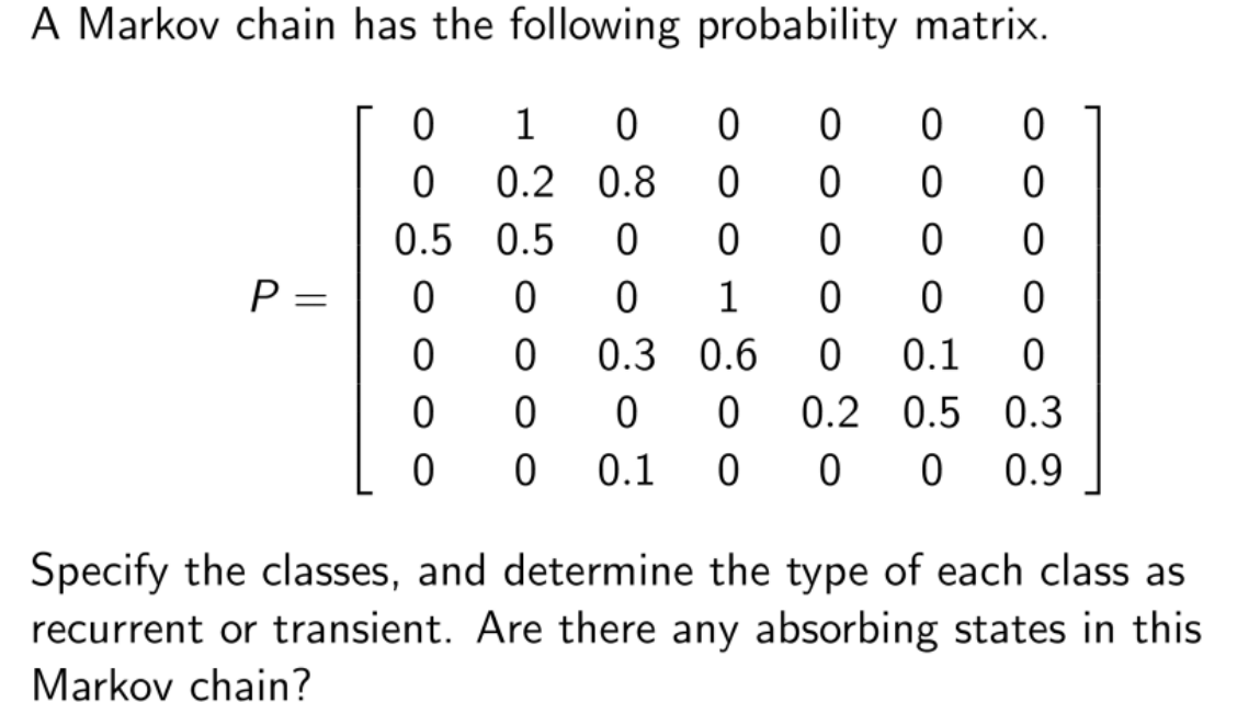 Solved A Markov chain has the following probability matrix. | Chegg.com