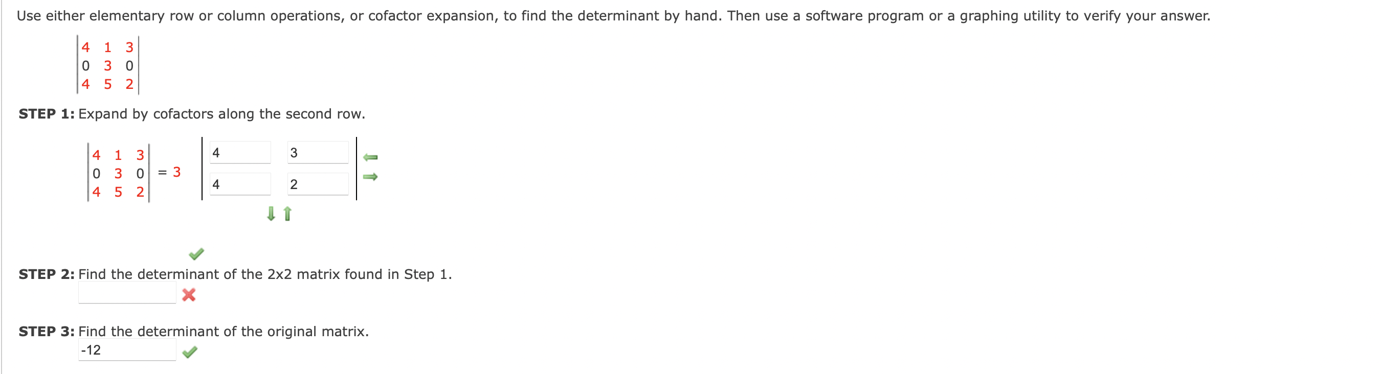 Solved Use either elementary row or column operations, or | Chegg.com