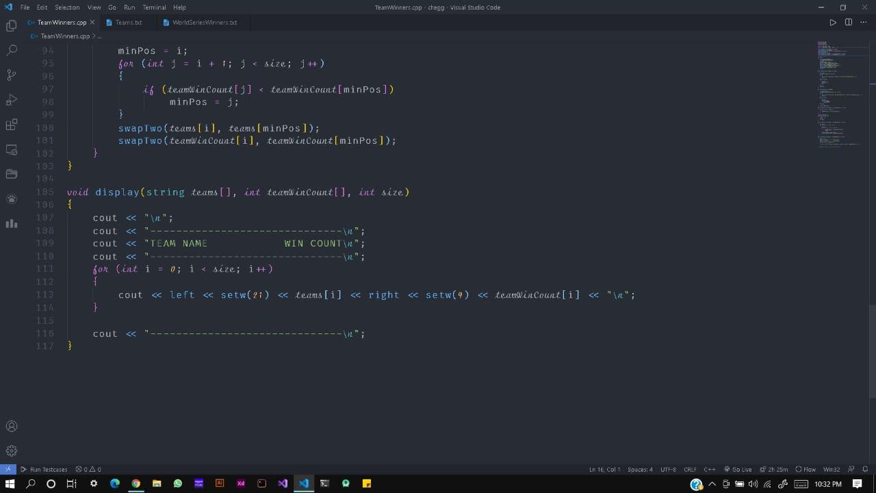 Solved CS 1143 - Assignment 6 Answer the following question | Chegg.com