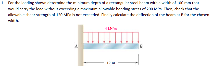 Solved 1. For the loading shown determine the minimum depth | Chegg.com