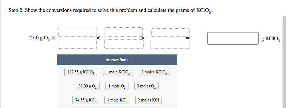 Solved How many grams of KClo, are needed to form 27.0 g of | Chegg.com