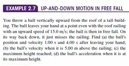 Solved EXAMPLE 2.7 UP-AND-DOWN MOTION IN FREE FALL You throw | Chegg.com