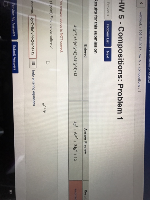 Solved webwork/ 106-fall-2017 / hw_5_-compositions / 1 HW 5 | Chegg.com