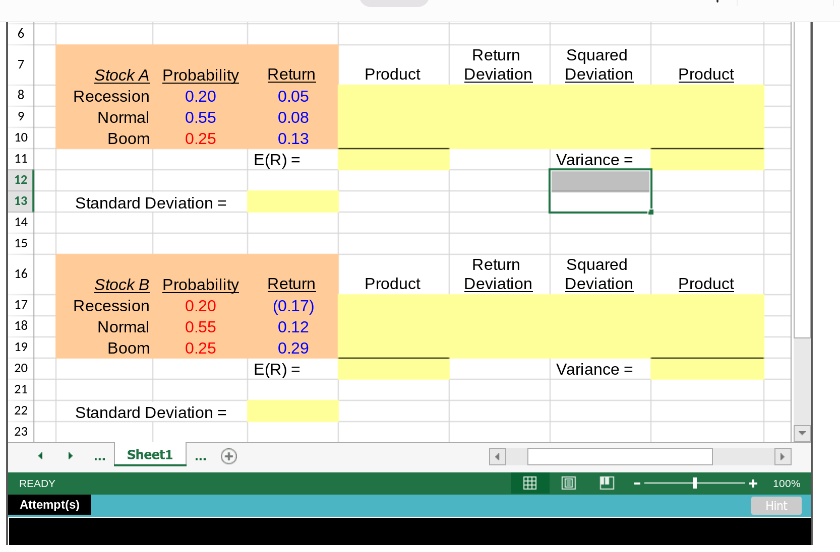Solved Calculate the expected return and standard deviation | Chegg.com