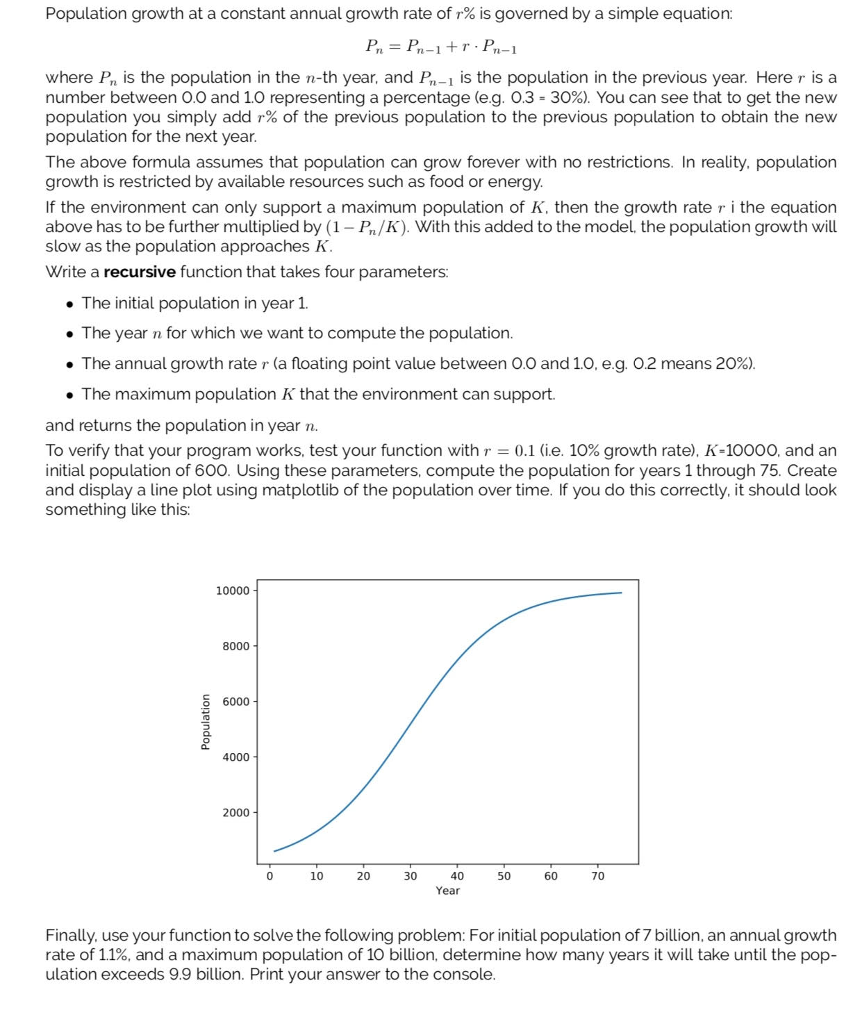 Solved Population growth at a constant annual growth rate of | Chegg.com