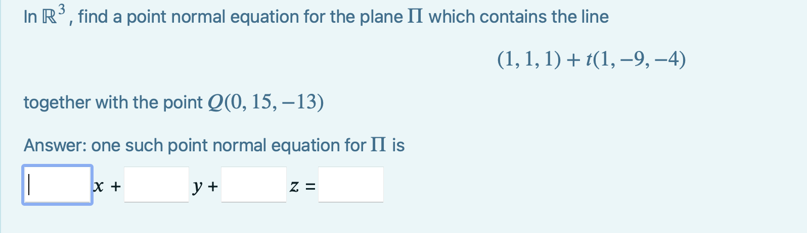 Solved In R3, find a point normal equation for the plane II | Chegg.com