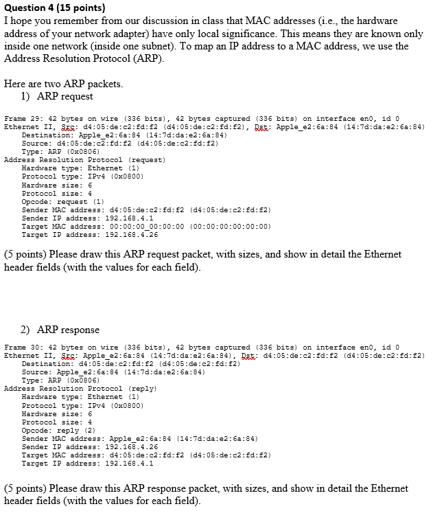 Question 4 (15 points) I hope you remember from our | Chegg.com