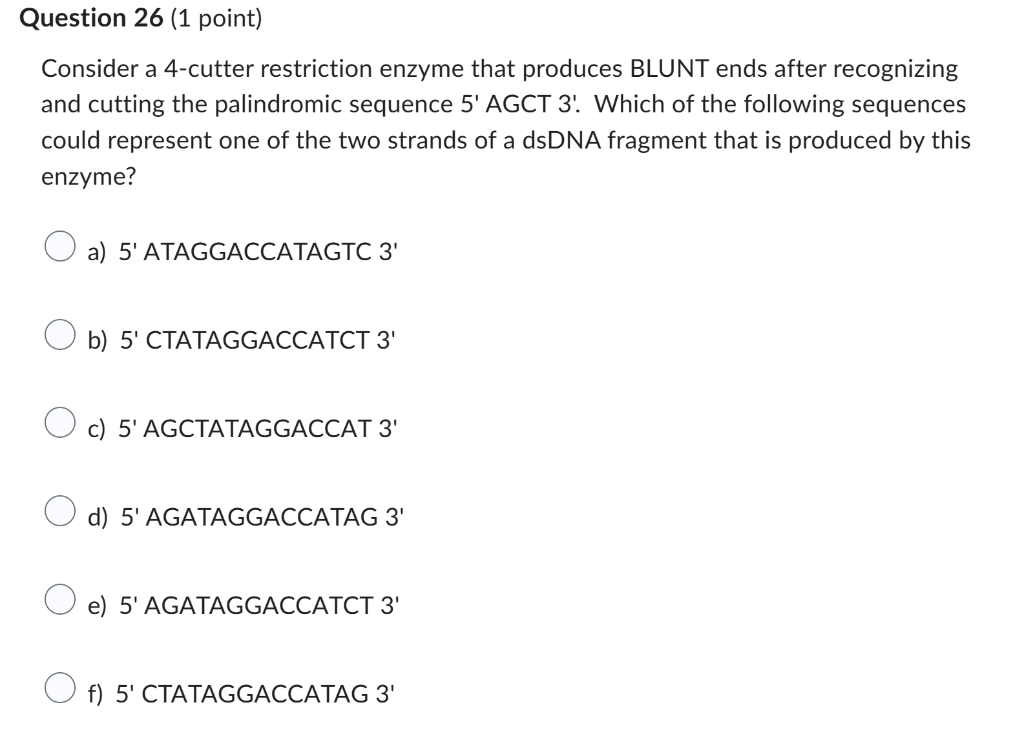 Solved Consider a 4-cutter restriction enzyme that produces | Chegg.com