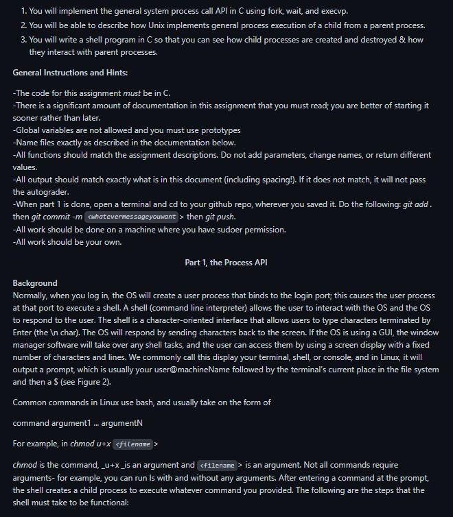Solved 1. You will implement the general system process call | Chegg.com