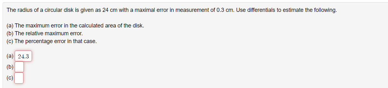 Solved The radius of a circular disk is given as 24 cm with | Chegg.com