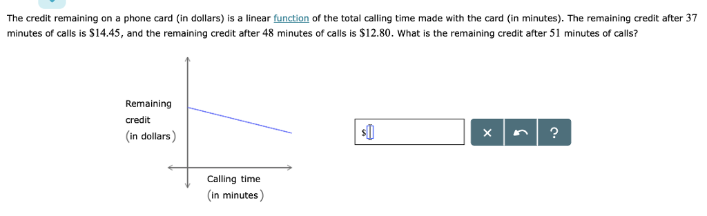 Solved The credit remaining on a phone card (in dollars) is | Chegg.com