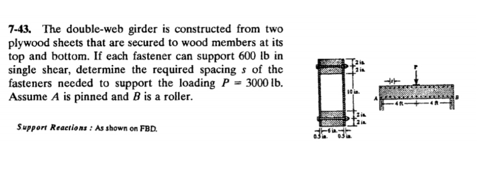 Solved the double web girder is constructed from two plywood | Chegg.com