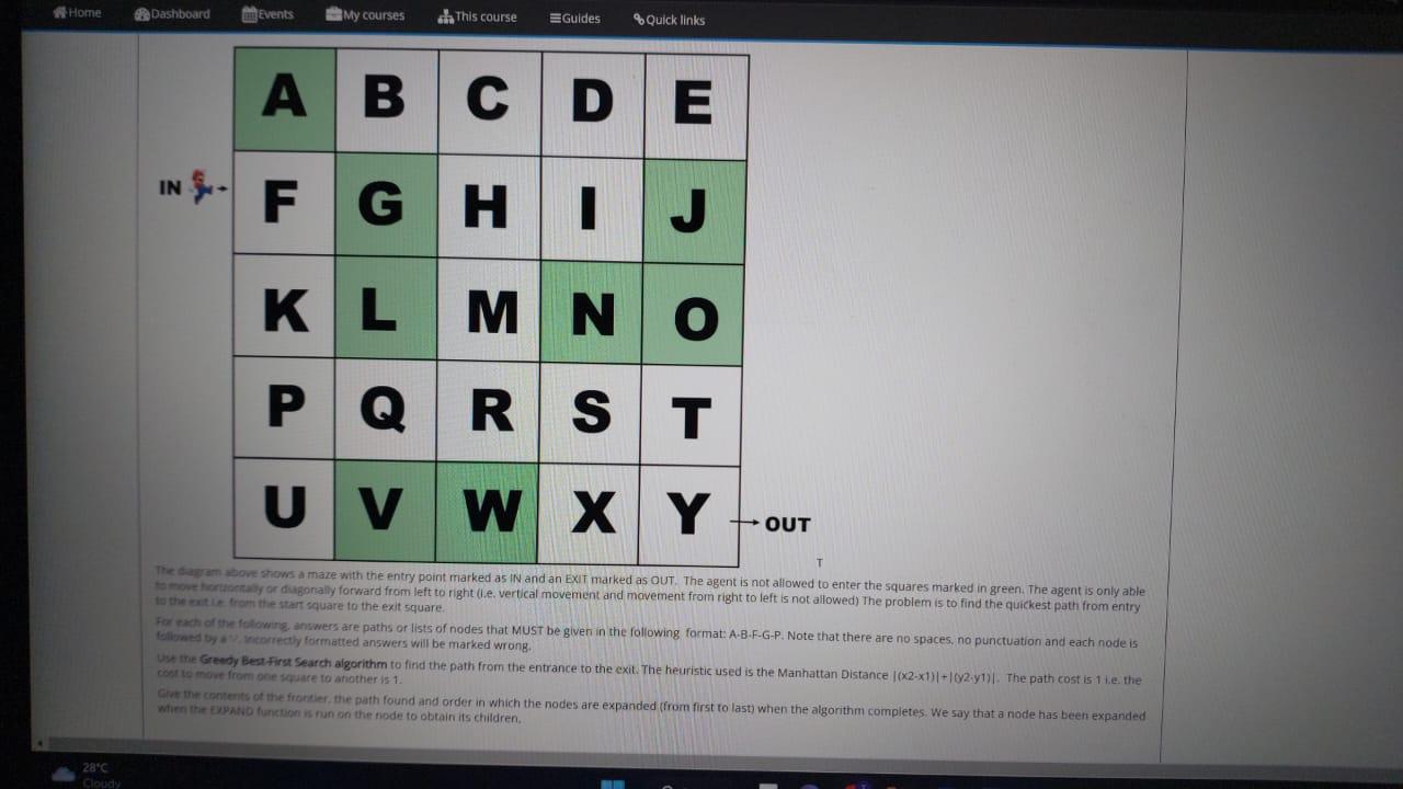 R. tis the metio fram tif - start square to the exit | Chegg.com