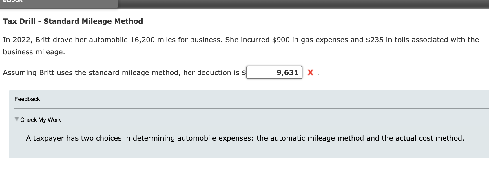 Solved Tax Drill - Standard Mileage Method In 2022, Britt | Chegg.com