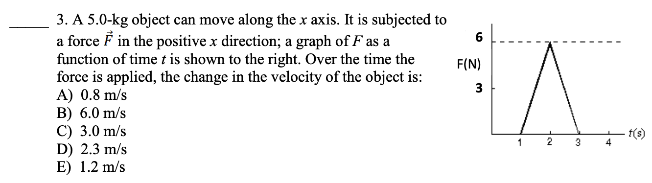 Solved 6 F(N) 3. A 5.0-kg object can move along the x axis. | Chegg.com
