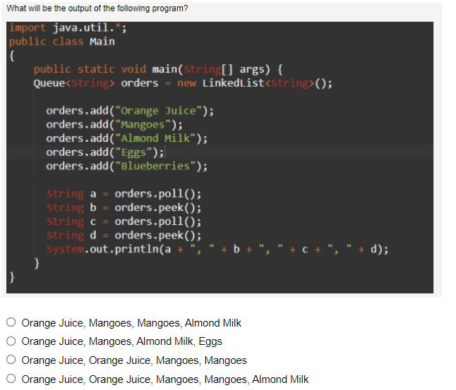 Solved What will be the output of the following program? | Chegg.com