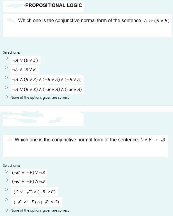 Solved Which one is the conjunctive normal form of the | Chegg.com