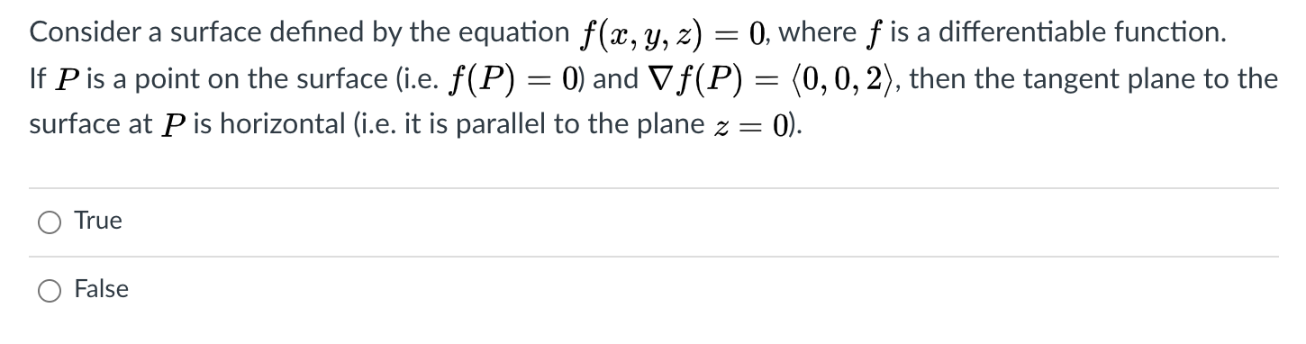 Solved Consider a surface defined by the equation f(x, y, z) | Chegg.com
