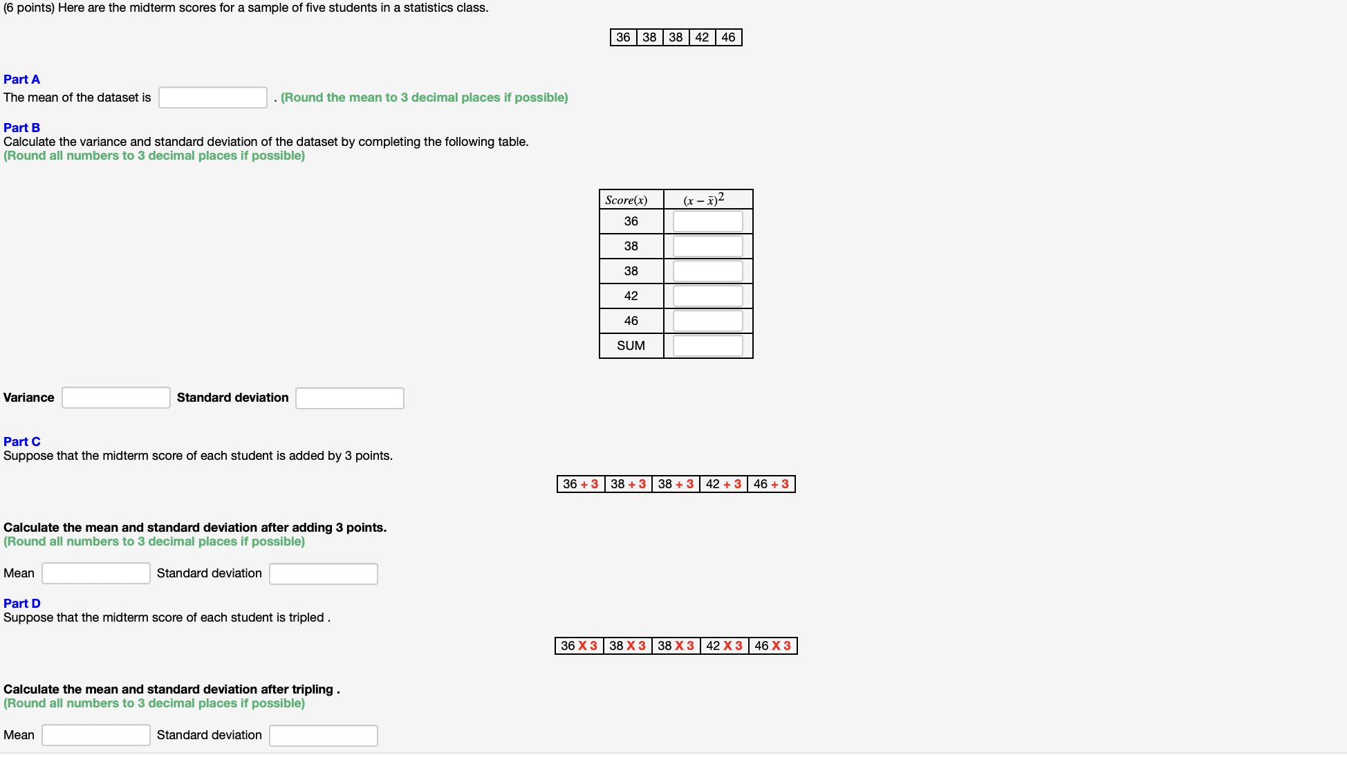 Solved (6 ﻿points) ﻿Here are the midterm scores for a sample | Chegg.com