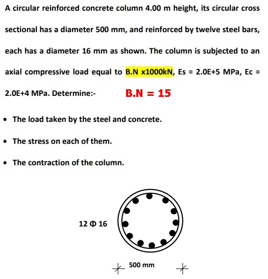 Solved A circular reinforced concrete column 4.00 m height, | Chegg.com