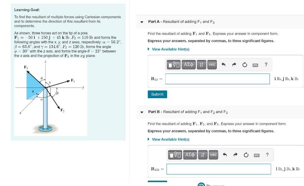 Solved Part A - Resultant of adding F1 and F3 Learning Goal: | Chegg.com
