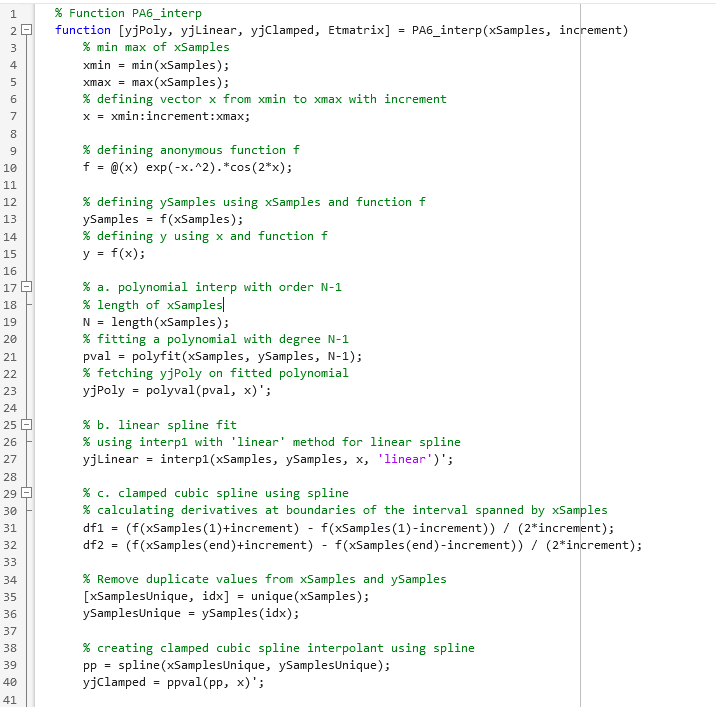 Solved % Function PA6_interp function [yjPoly, yjLinear, | Chegg.com