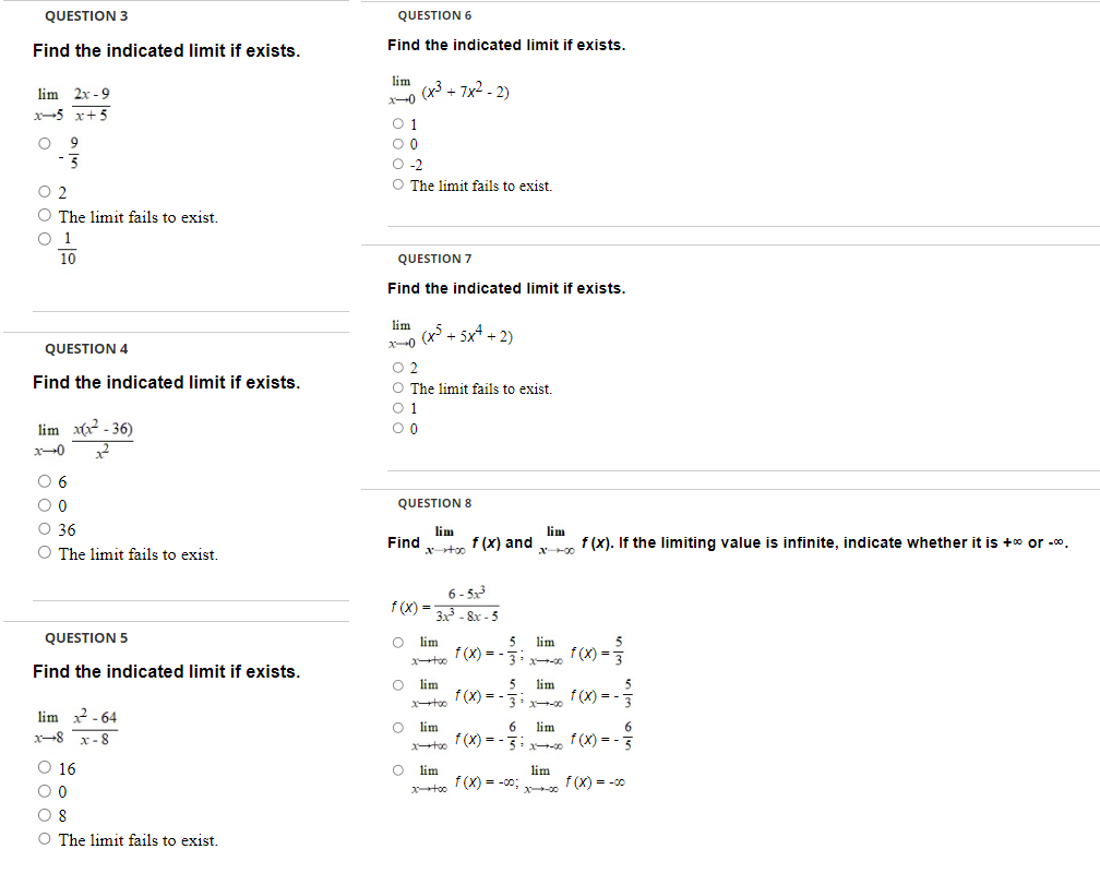 Solved Find the indicated limit if exists. Find the | Chegg.com