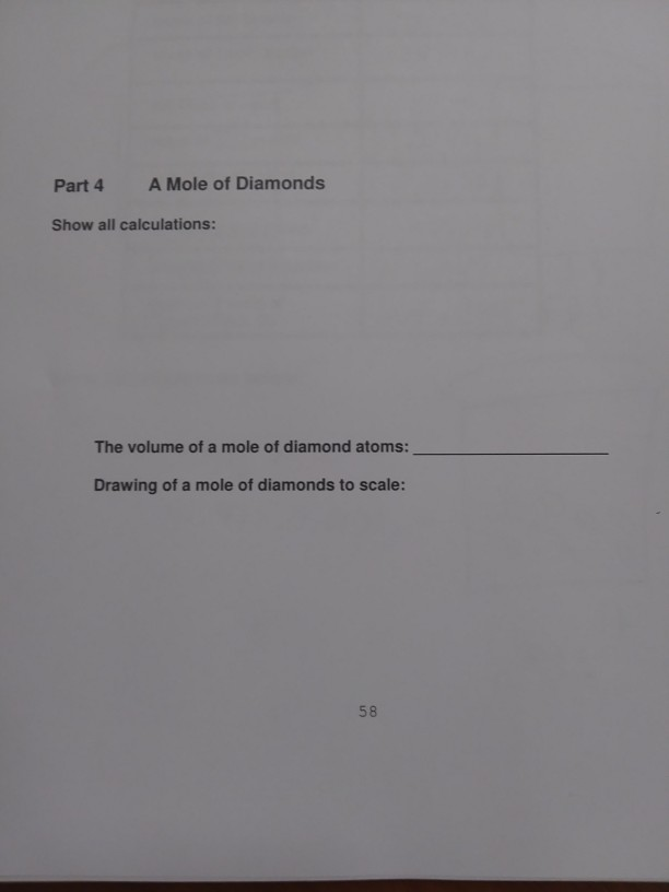 Solved Part 4 A Mole of Diamonds Show all calculations: The | Chegg.com