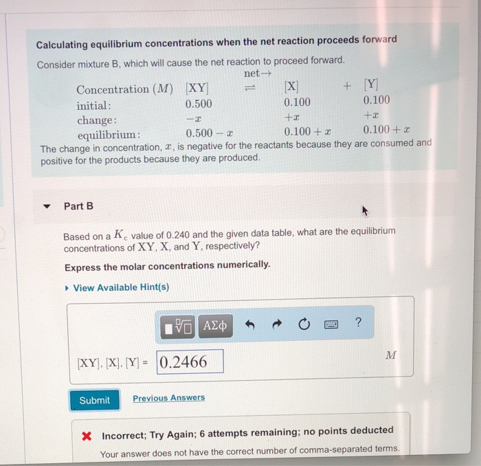 Solved Calculating equilibrium concentrations when the net | Chegg.com