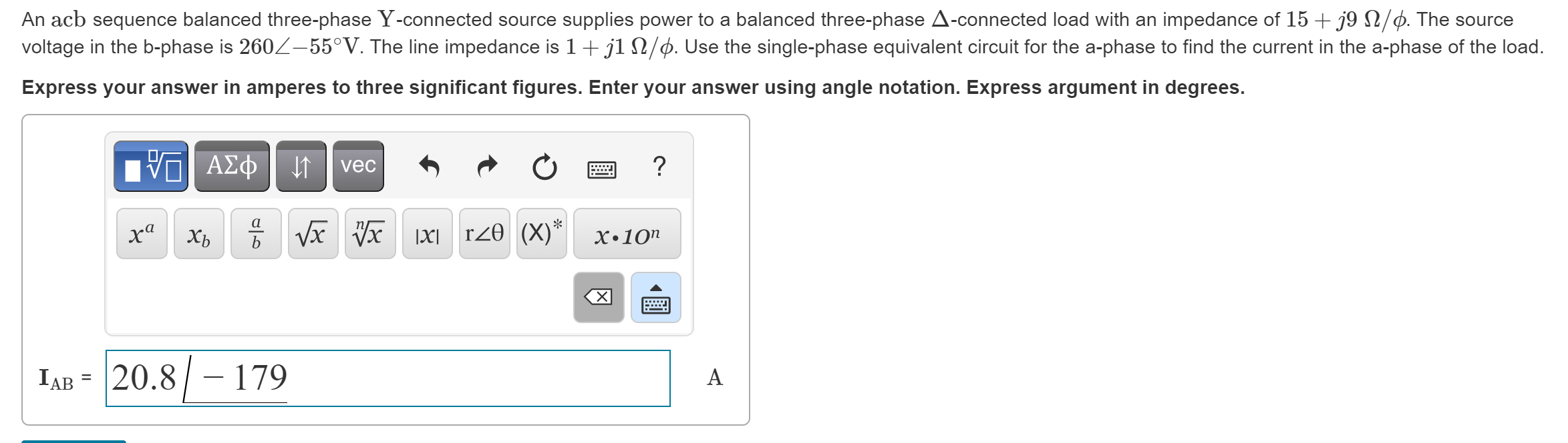 Solved An Acb Sequence Balanced Three Phase