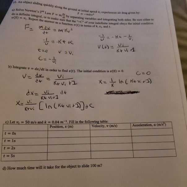 Solved 10. An object sliding quickly along the ground at | Chegg.com