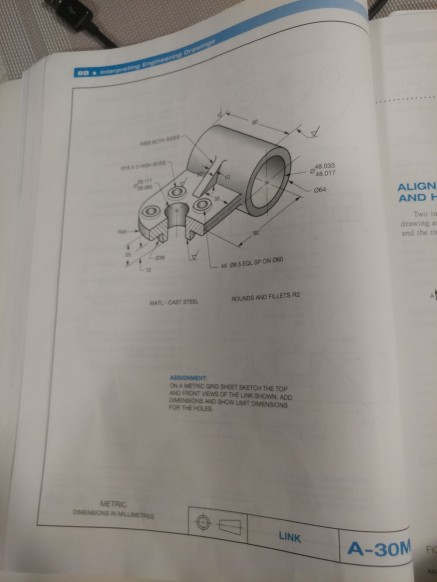 Solved Draw a top and front view of the link shown. Add | Chegg.com