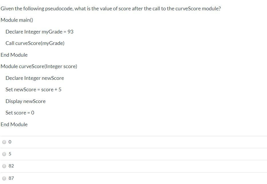 Solved Given the following pseudocode, what is the value of | Chegg.com Solved Given the following pseudocode, what is the value of | Chegg.com