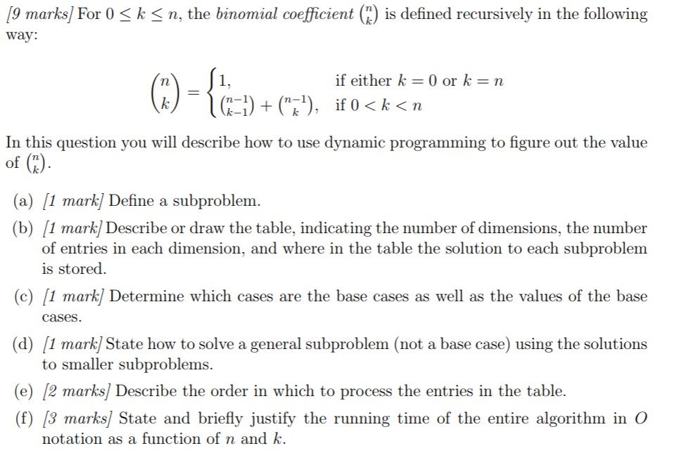 Solved [9 marks For 0 | Chegg.com