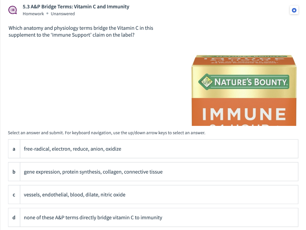 Solved 5 3 A P Bridge Terms Vitamin C And Immunity Chegg