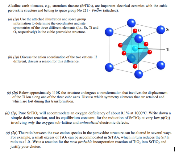 Solved Alkaline earth titanates, e.g., strontium titanate | Chegg.com