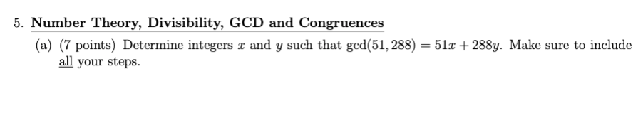 Solved 5. Number Theory, Divisibility, GCD and Congruences | Chegg.com