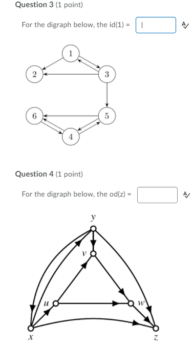 Solved Question 3 (1 point) For the digraph below, the id(1) | Chegg.com