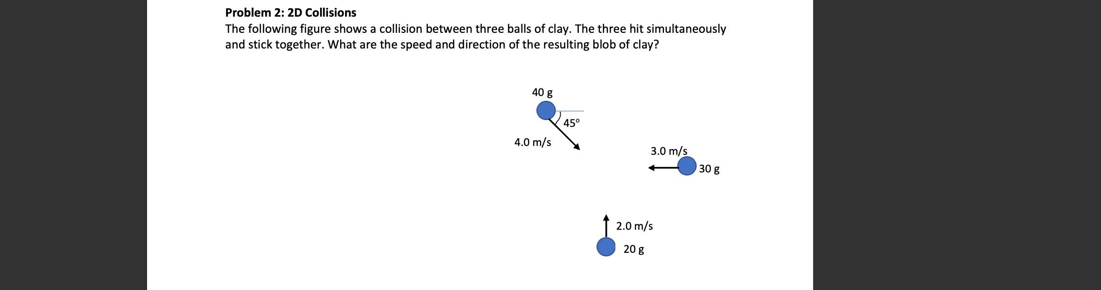 Solved Problem 2: 2D Collisions The following figure shows a | Chegg.com