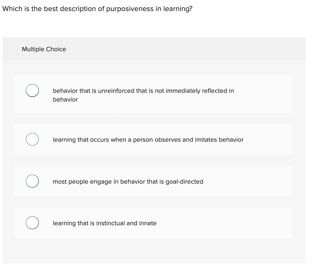 Solved Which is the best description of purposiveness in | Chegg.com