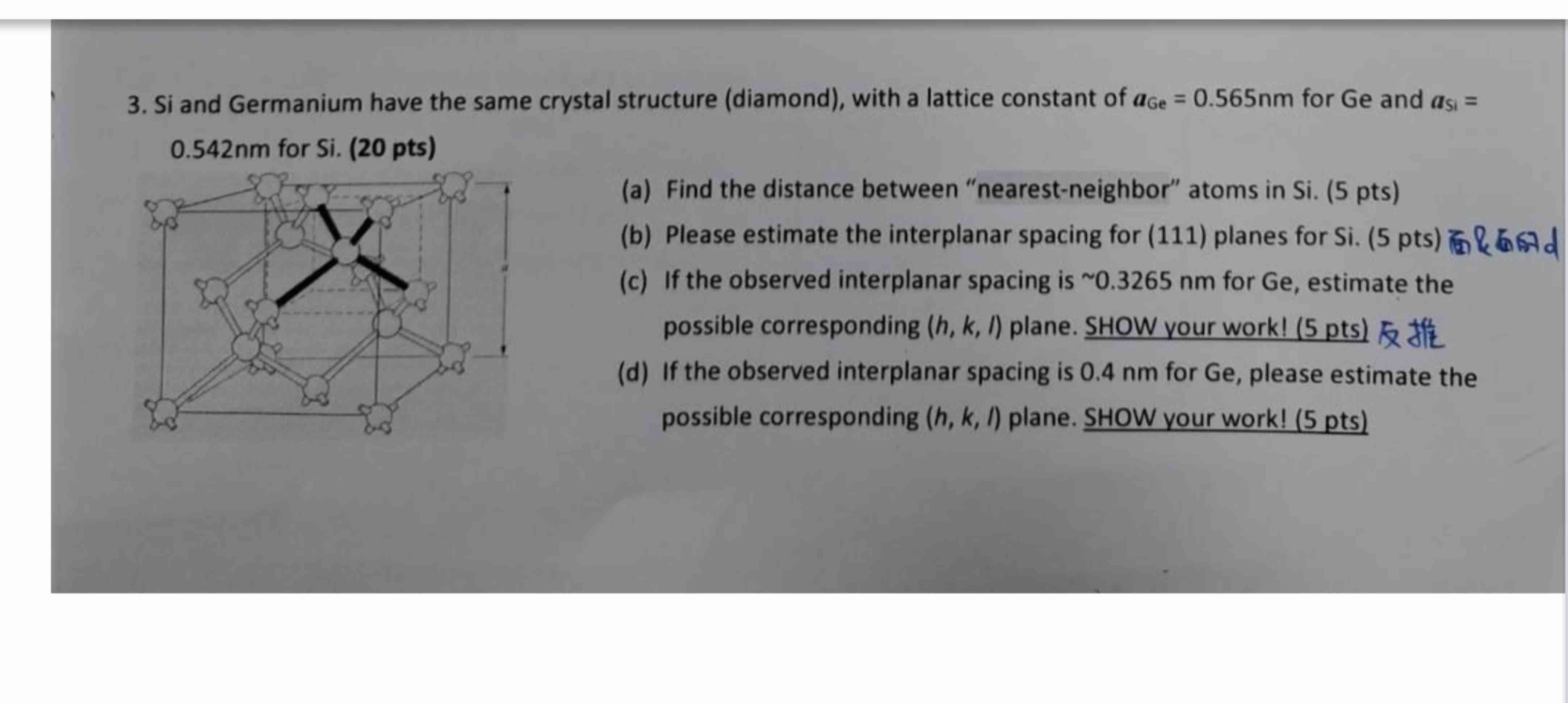 Solved Si ﻿and Germanium have the same crystal structure | Chegg.com