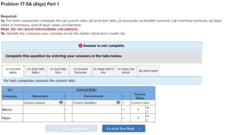 Solved Required Information Problem 17-5A (Algo) Comparative | Chegg.com