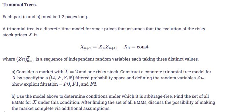 Trinomial Trees. Each part (a and b) must be 1-2 | Chegg.com