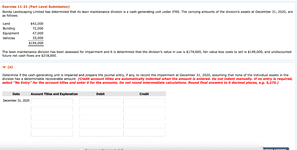 Solved Exercise 11-21 (Part Level Submission) Bonita | Chegg.com