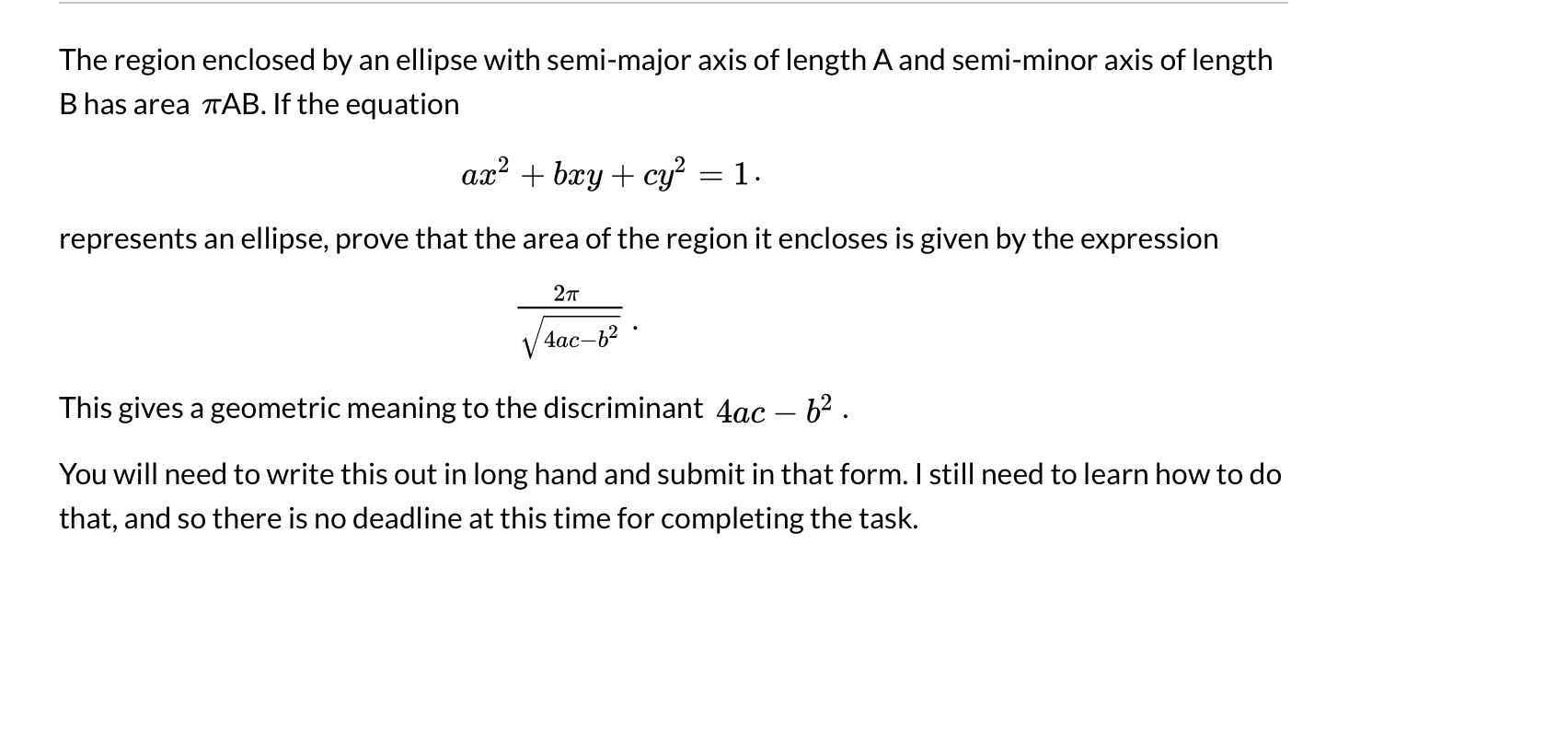 Solved The region enclosed by an ellipse with semi-major | Chegg.com