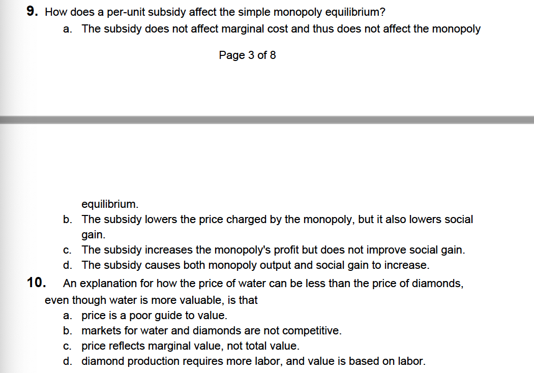 Solved 9. How does a per-unit subsidy affect the simple | Chegg.com
